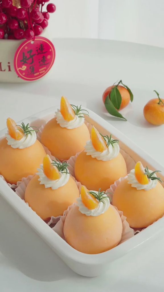Mandarin Orange Mochi (Snow Skin Mochi) - Slice Pizzeria